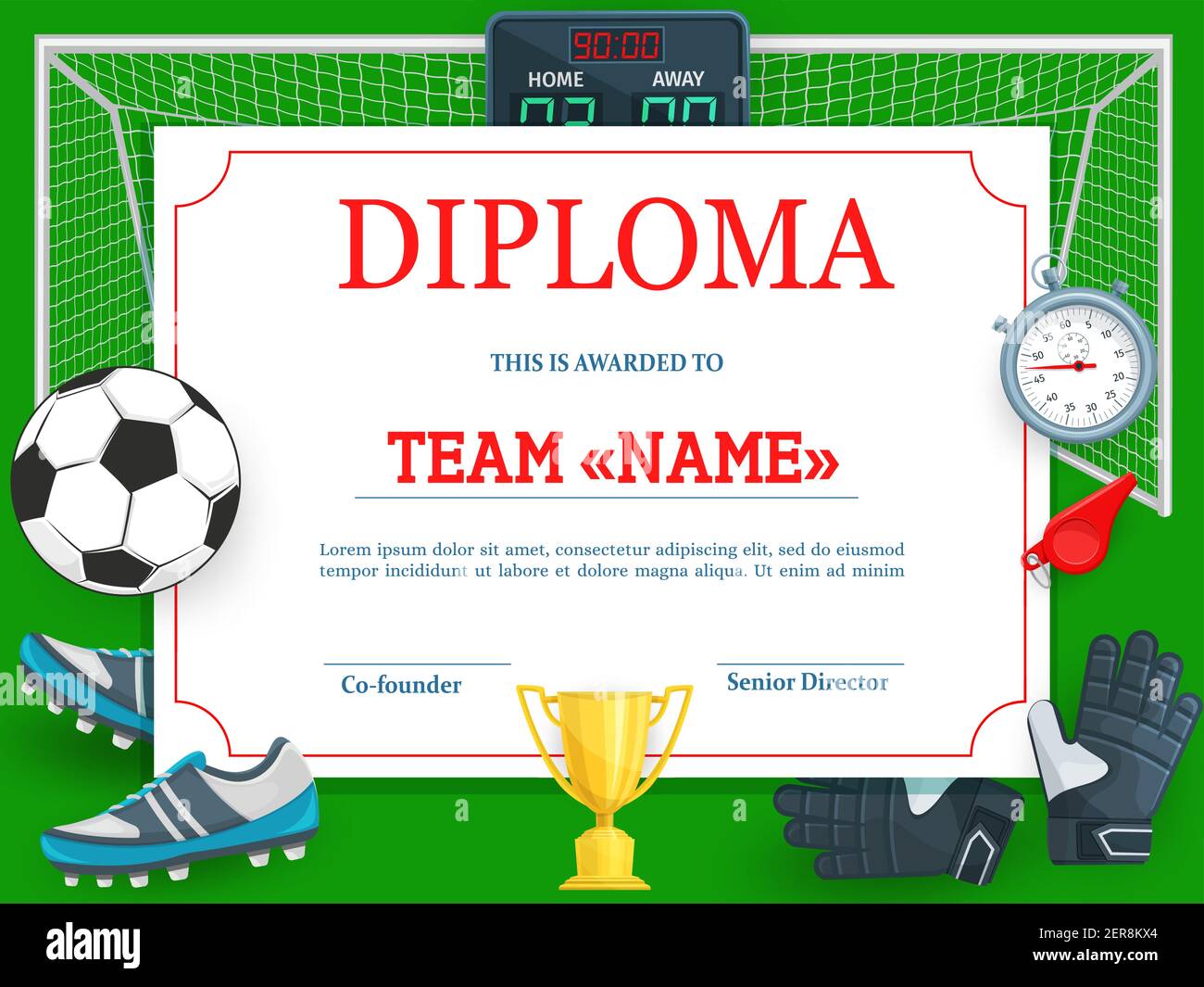 Certificado De Participación En Torneos De Fútbol Plantilla Vectorial
