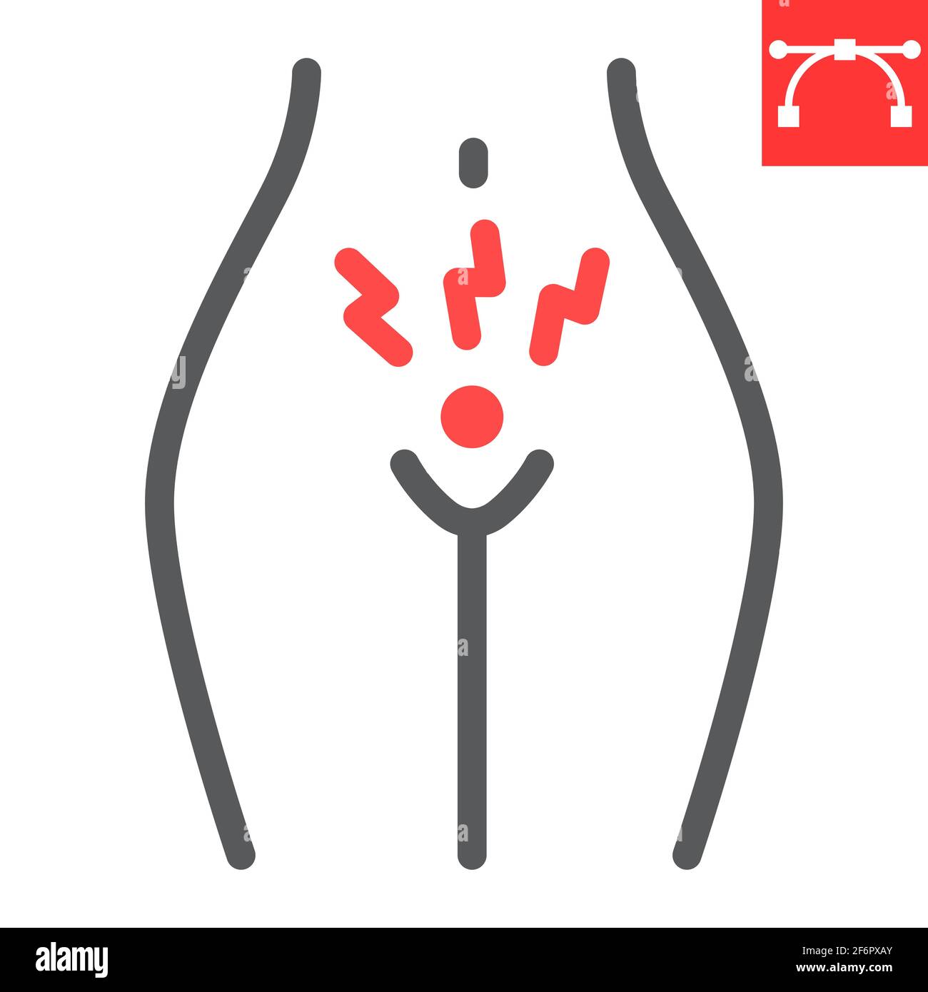 Cólicos Menstruales Icono De Línea De Dolor Menstruación Y Ginecología