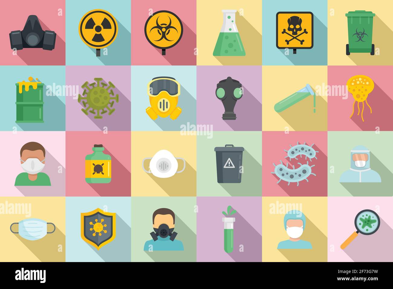 Conjunto de iconos de riesgo biológico, tipo plano Imagen Vector de ... Conjunto de iconos de riesgo biológico, tipo plano Imagen Vector de ...