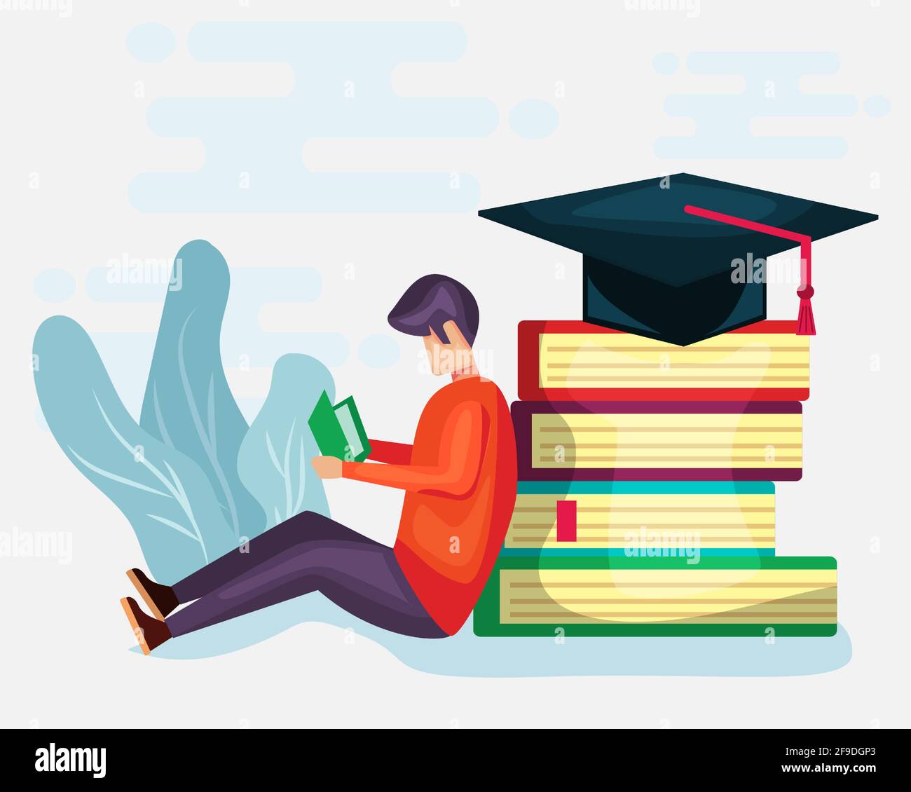 Hombre Joven Leyendo Libro Para La Educación Concepto Vector