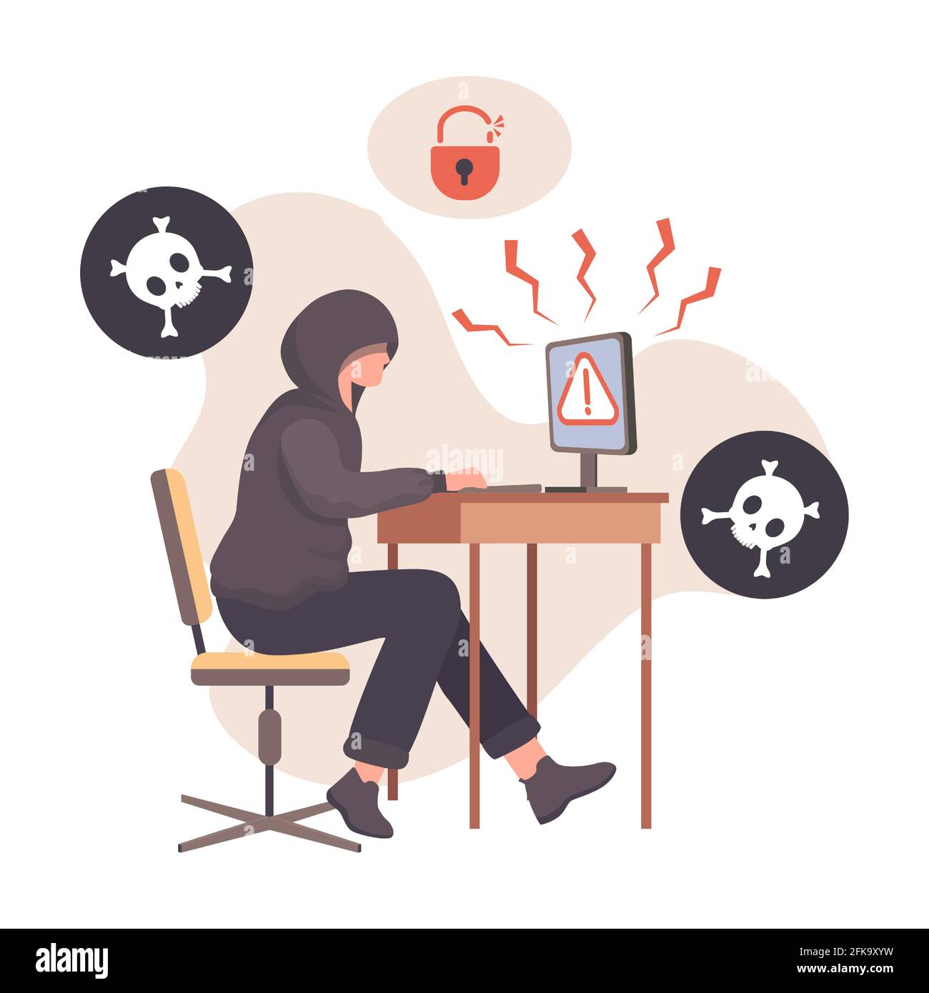 Hacker Robando Información Personal De La Ilustración De Vector Plano