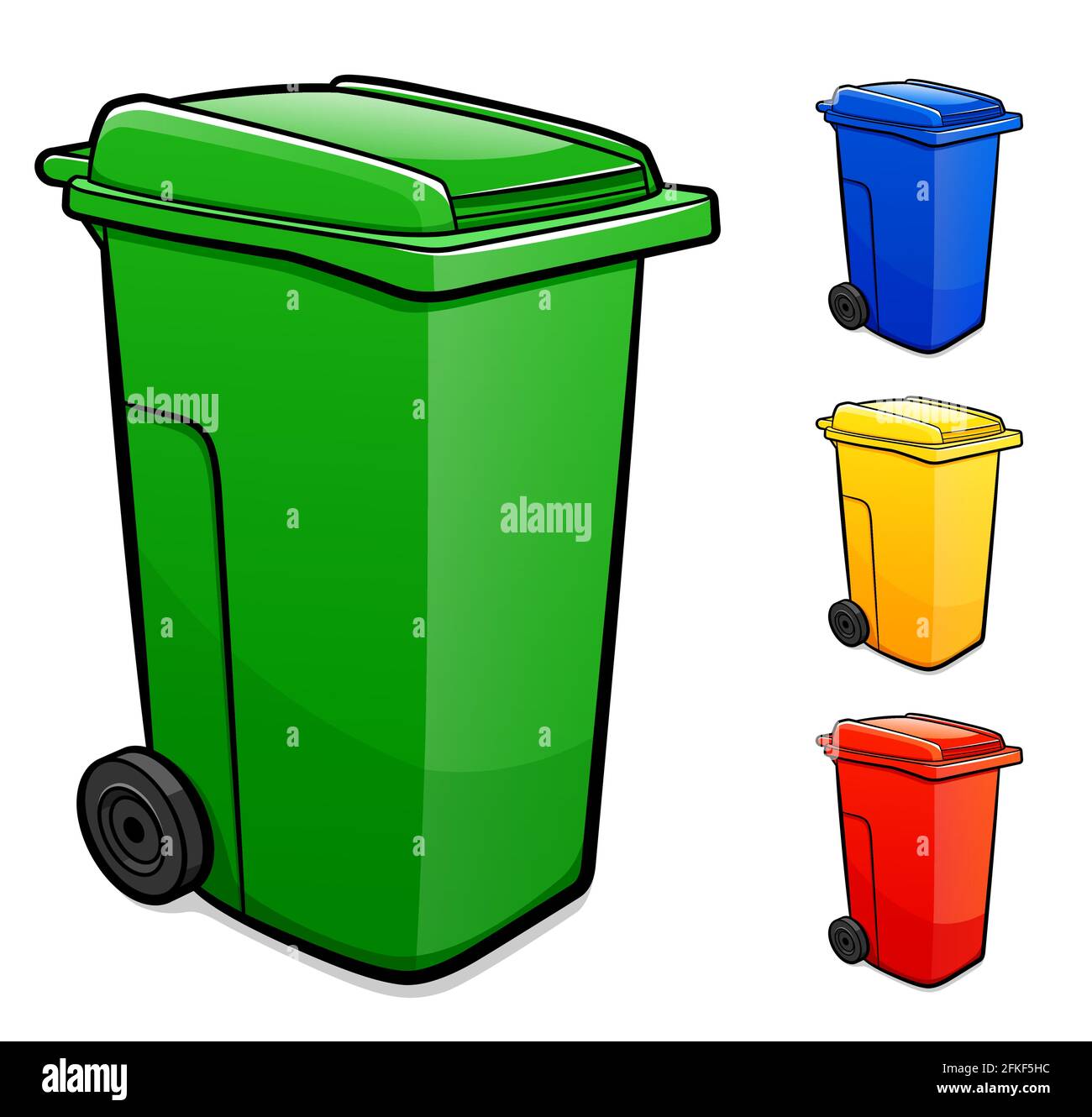 Cubo De Basura Pensando En Dibujos Animados Clipart Vector