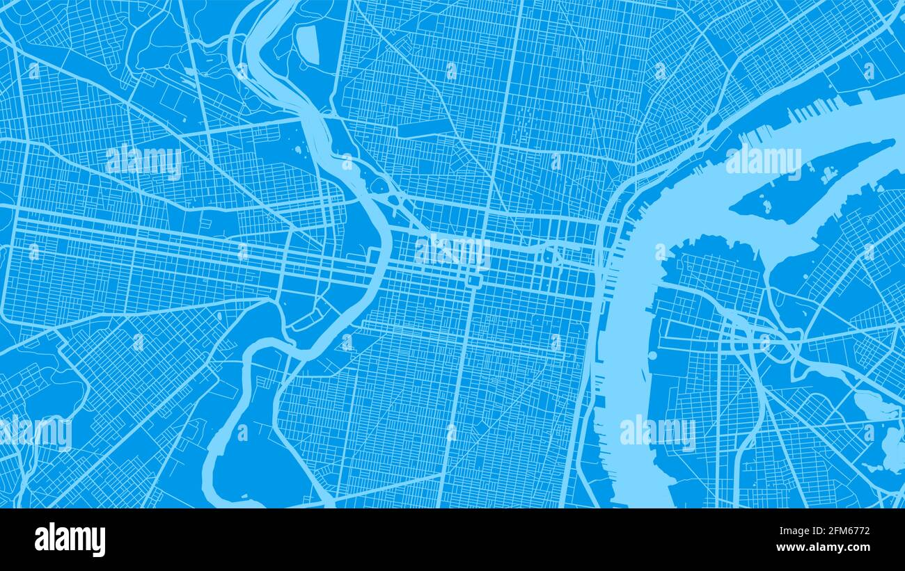 Mapa de fondo vectorial del área de la ciudad de Filadelfia azul ...