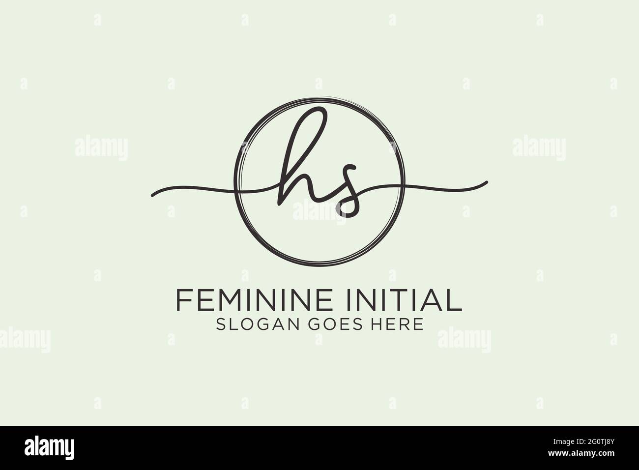 Logotipo De Escritura A Mano Hs Con Logotipo De Vector De Plantilla