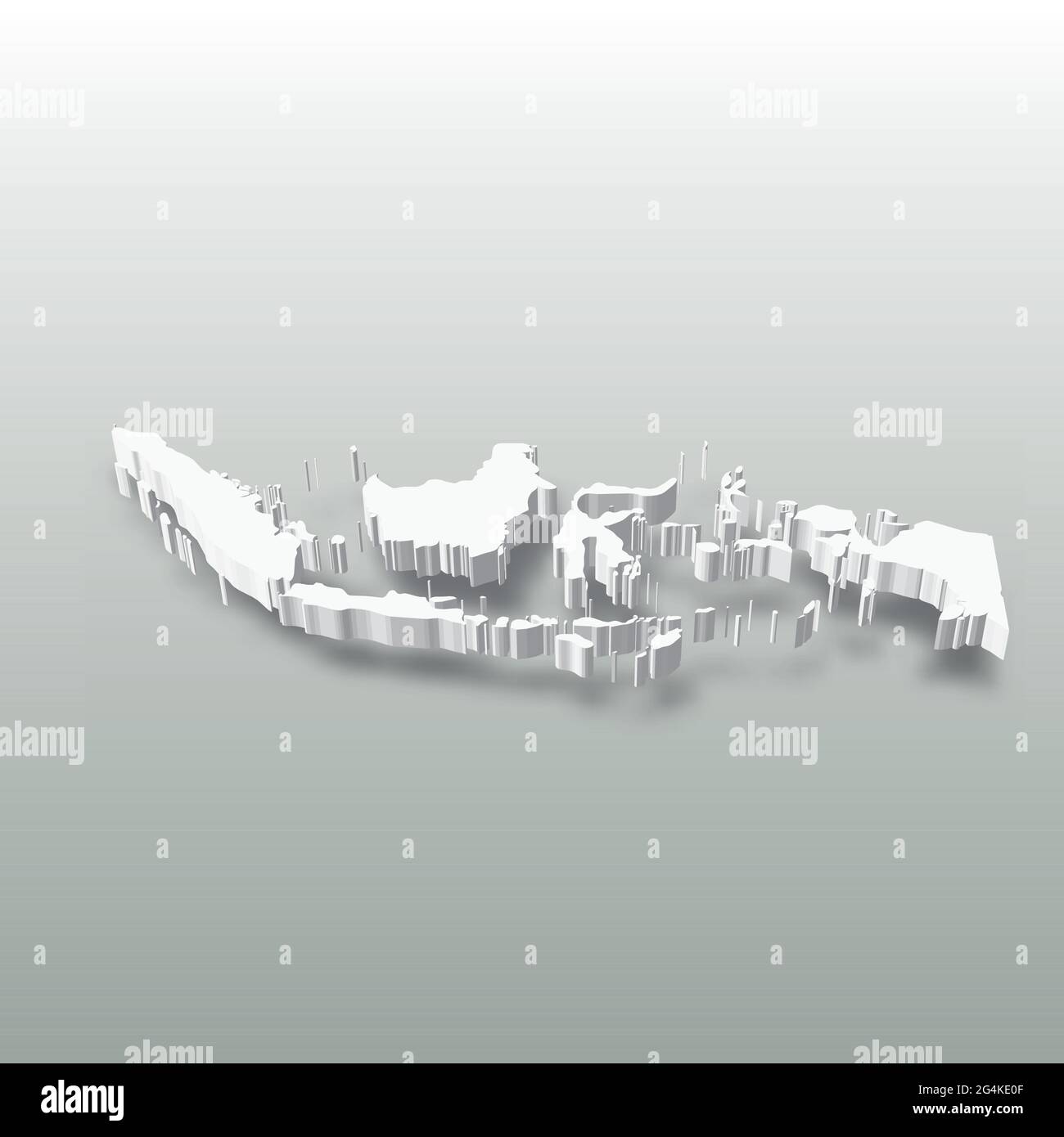 Indonesia Mapa De Silueta Blanca 3d De La Zona Del País Con Sombra