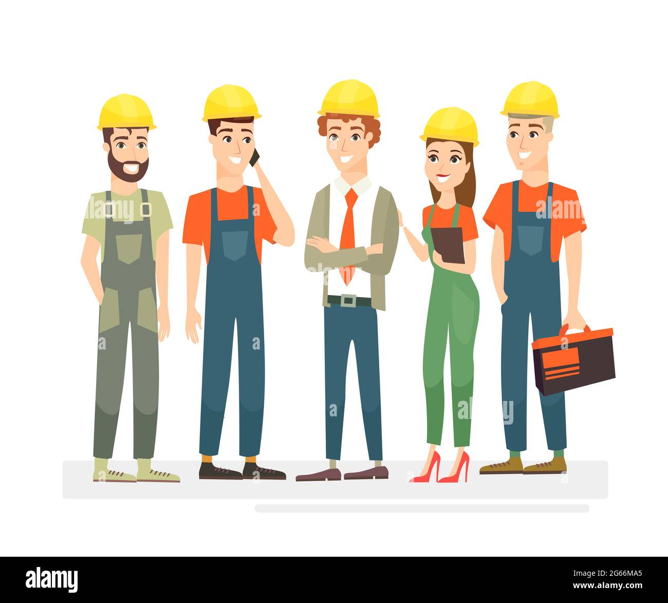 Ilustración Vectorial Del Equipo De Trabajadores Ingenieros Y