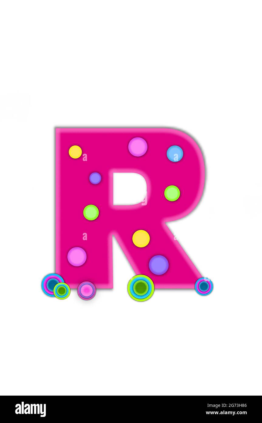 La Letra R En El Alfabeto Set Dots Es De Color Rosa Vivo Con Un Contorno Rosa Más Claro La