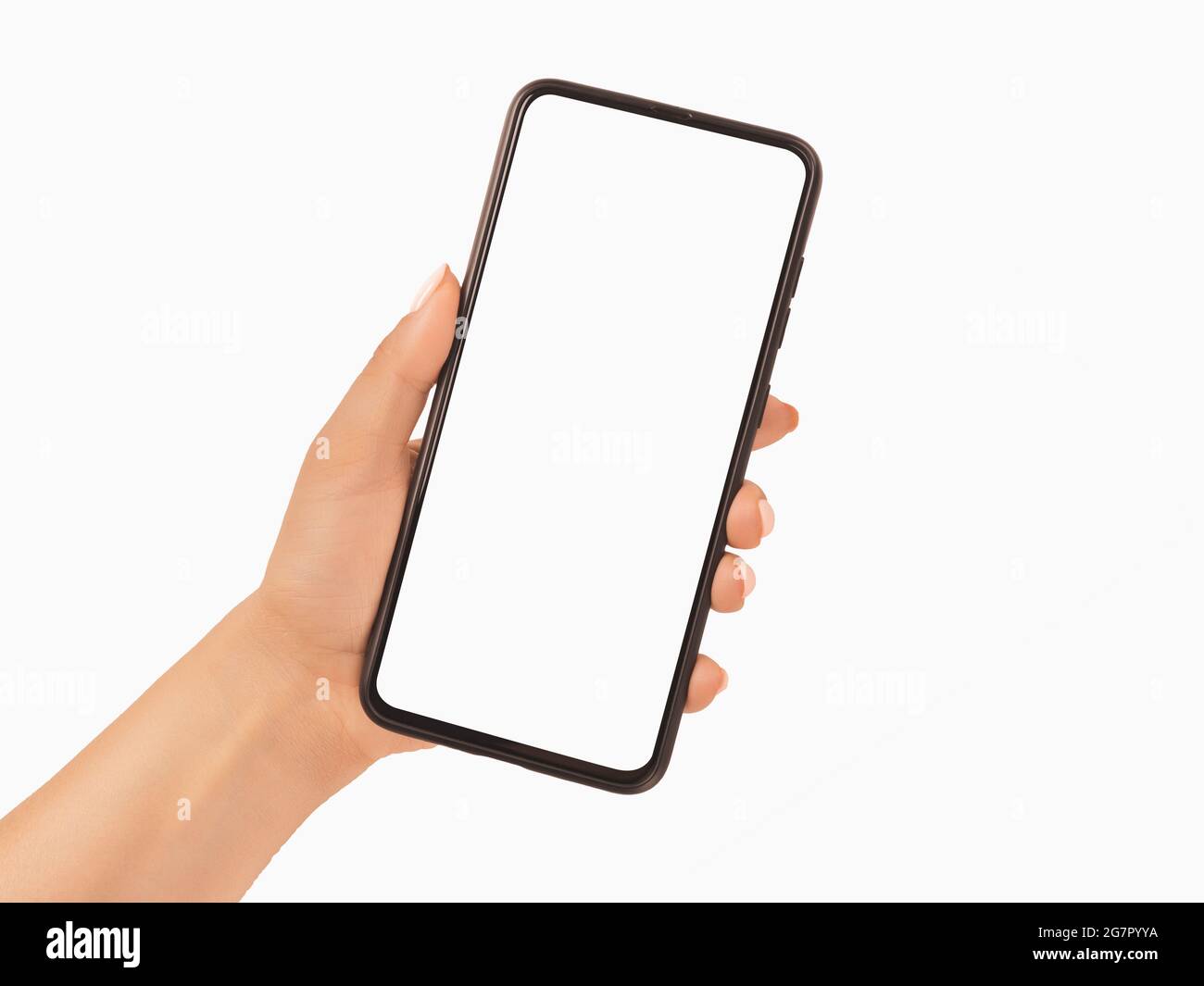 Mujer Mano Sostener Teléfono Celular Negro Smartphone Con Pantalla
