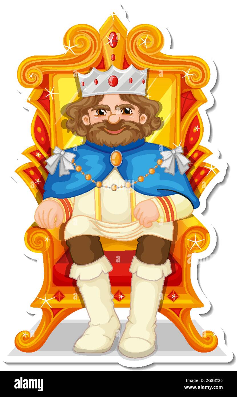 Rey Sentado En El Trono Ilustración De Caricatura Personaje Imagen