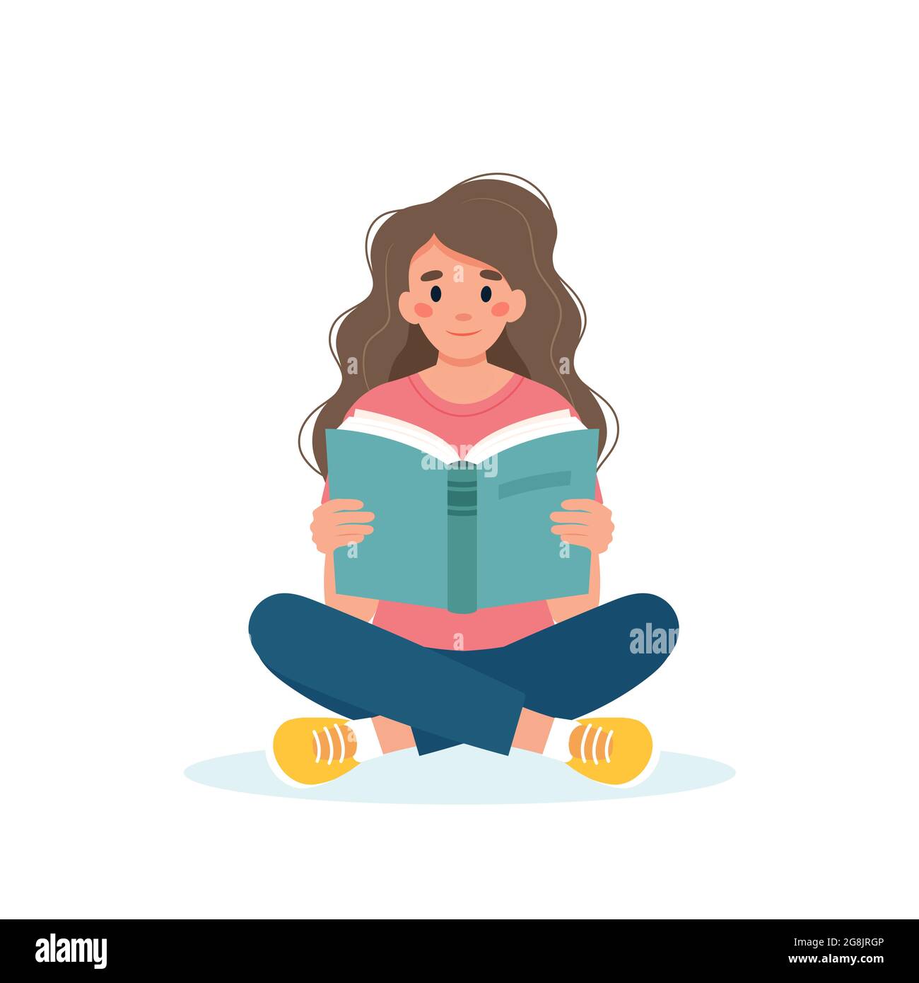 Mujer Leyendo El Libro Mientras Está Sentada Concepto De Día De