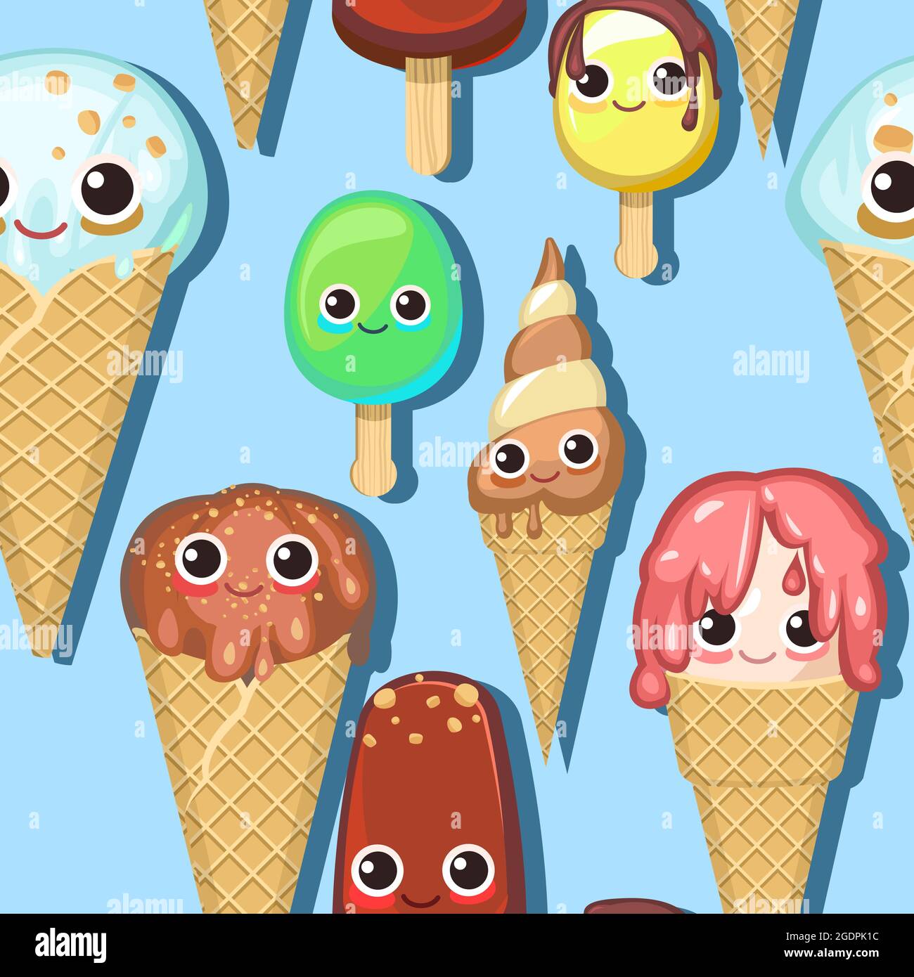 Patrón De Helado Sin Costuras Ilustración De Fondo Azul Impresión De
