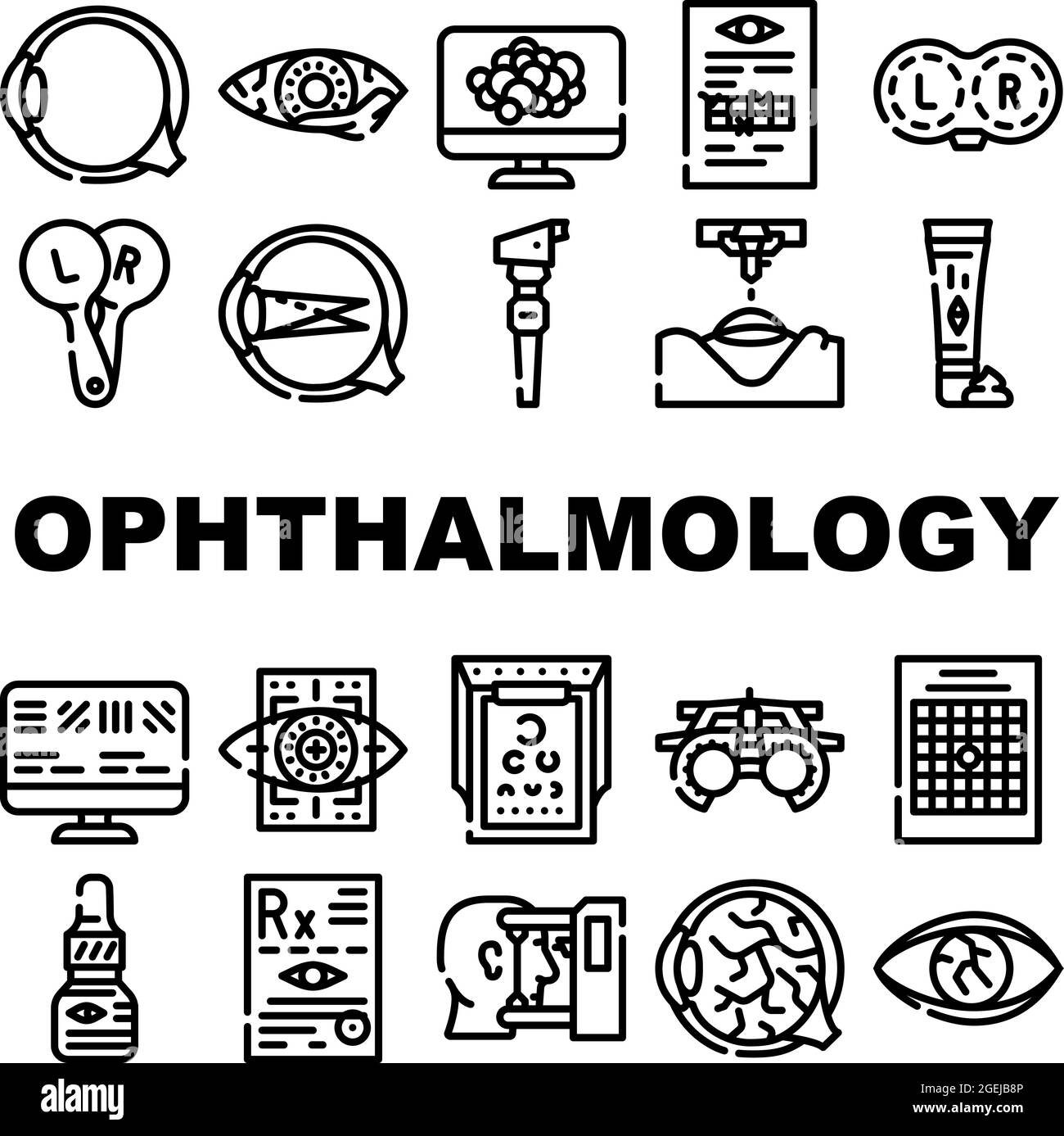 Oftalmología Iconos Del Tratamiento De La Enfermedad Ocular Vector Del