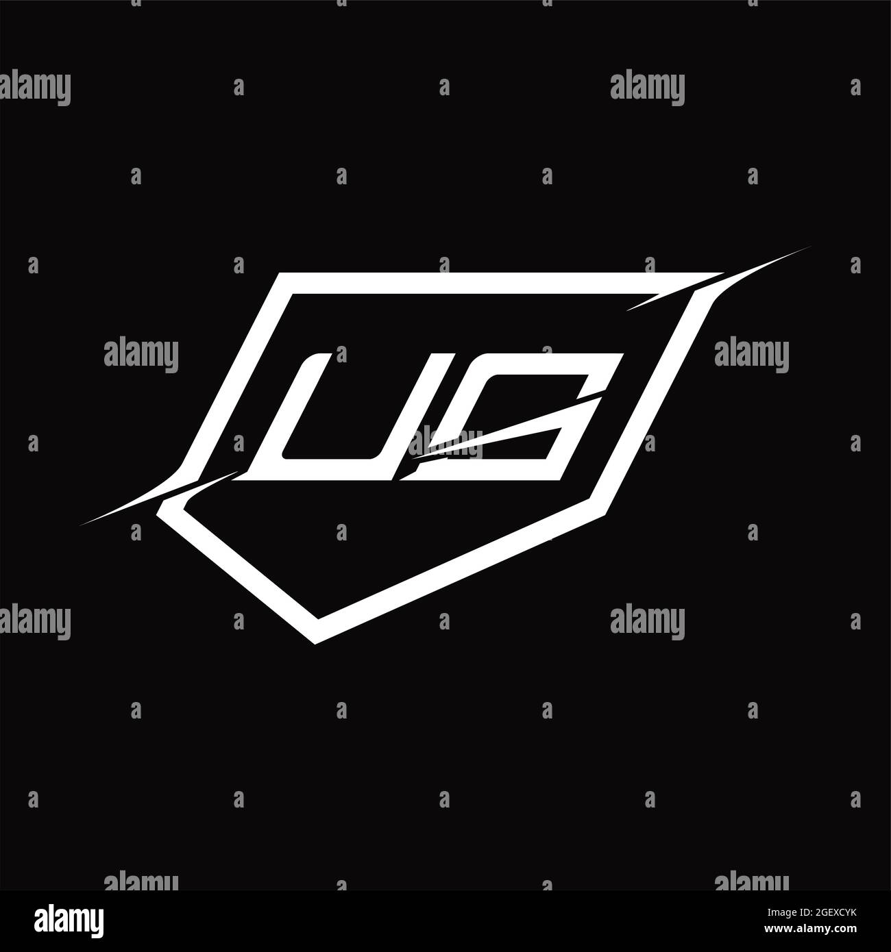 Monograma con logotipo UG con plantilla de diseño de fondo negro de ... Monograma con logotipo UG con plantilla de diseño de fondo negro de ...