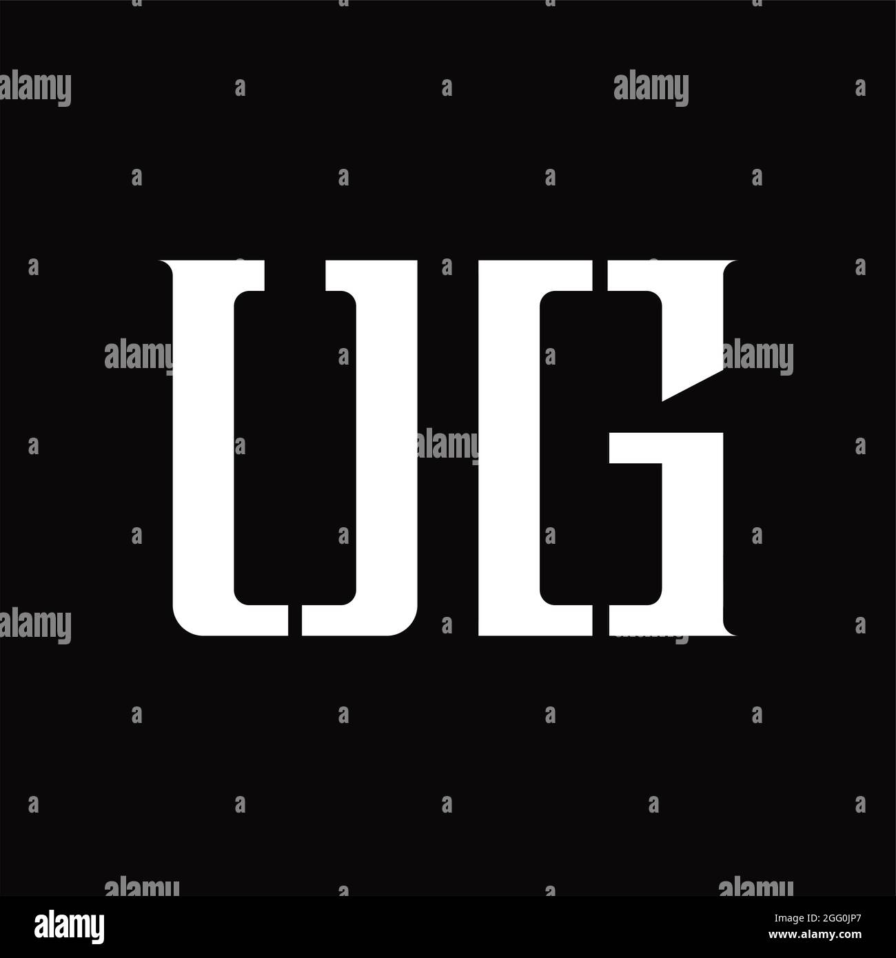 Monograma con logotipo UG con corte central en plantilla de diseño de ... Monograma con logotipo UG con corte central en plantilla de diseño de ...