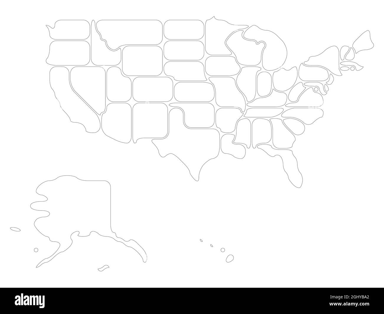 Mapa De Estados Unidos Sencillo E Imprimible