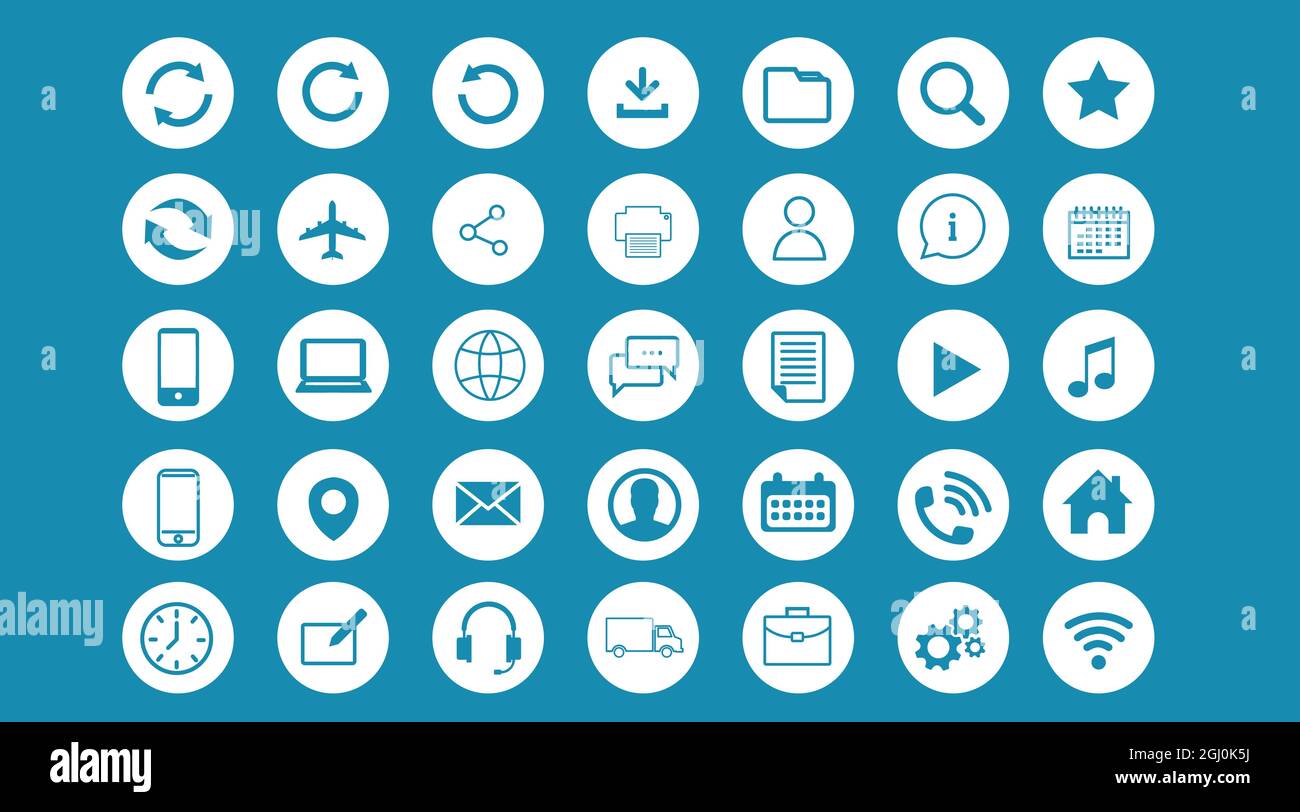 Conjunto De Iconos De Contacto Azul