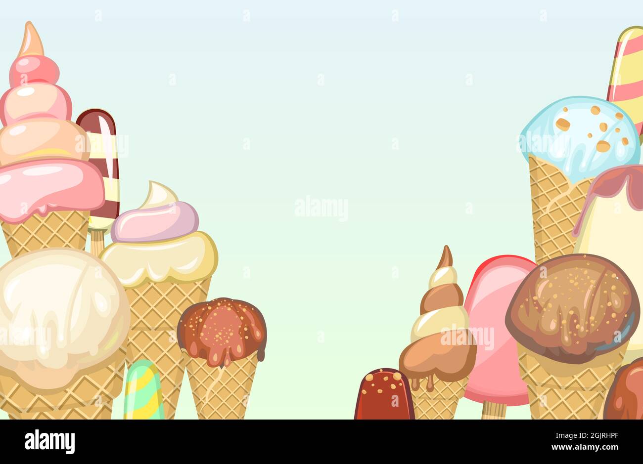 Varios Helados Variados Marco Para Texto Ilustración De Fondo En