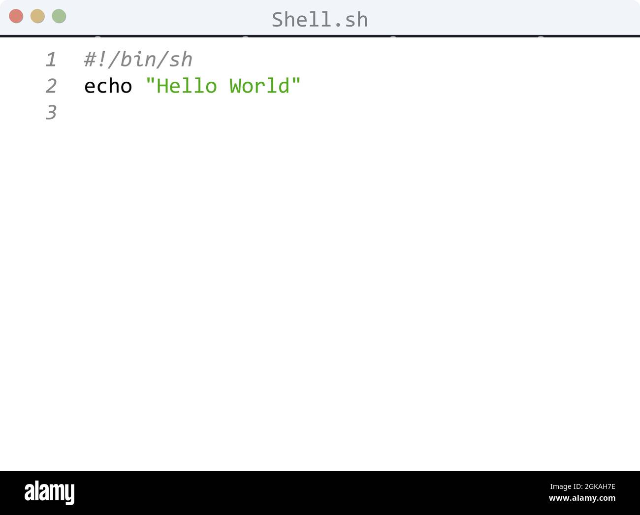 Lenguaje de shell Ejemplo de programa Hello World en la ilustración de ... Lenguaje de shell Ejemplo de programa Hello World en la ilustración de ...