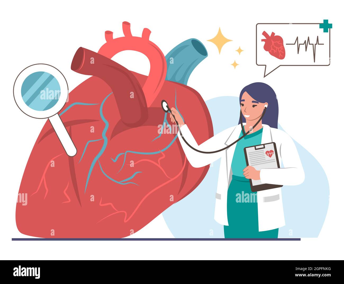 Doctor Cardiólogo Que Examina El Corazón Humano Con Estetoscopio