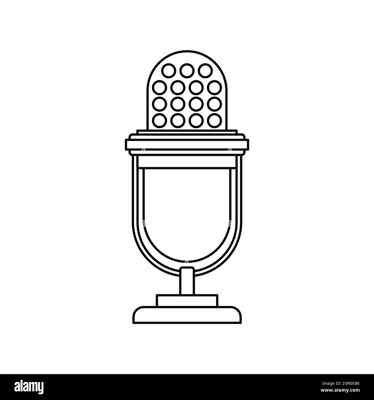 Icono De Micrófono Retro El Estilo De Esquema Imagen Vector De Stock