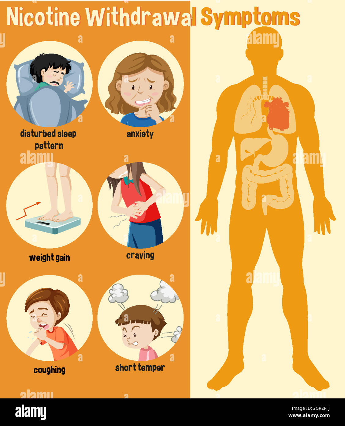 Síntomas De Abstinencia De Nicotina Infografía Imagen Vector De Stock