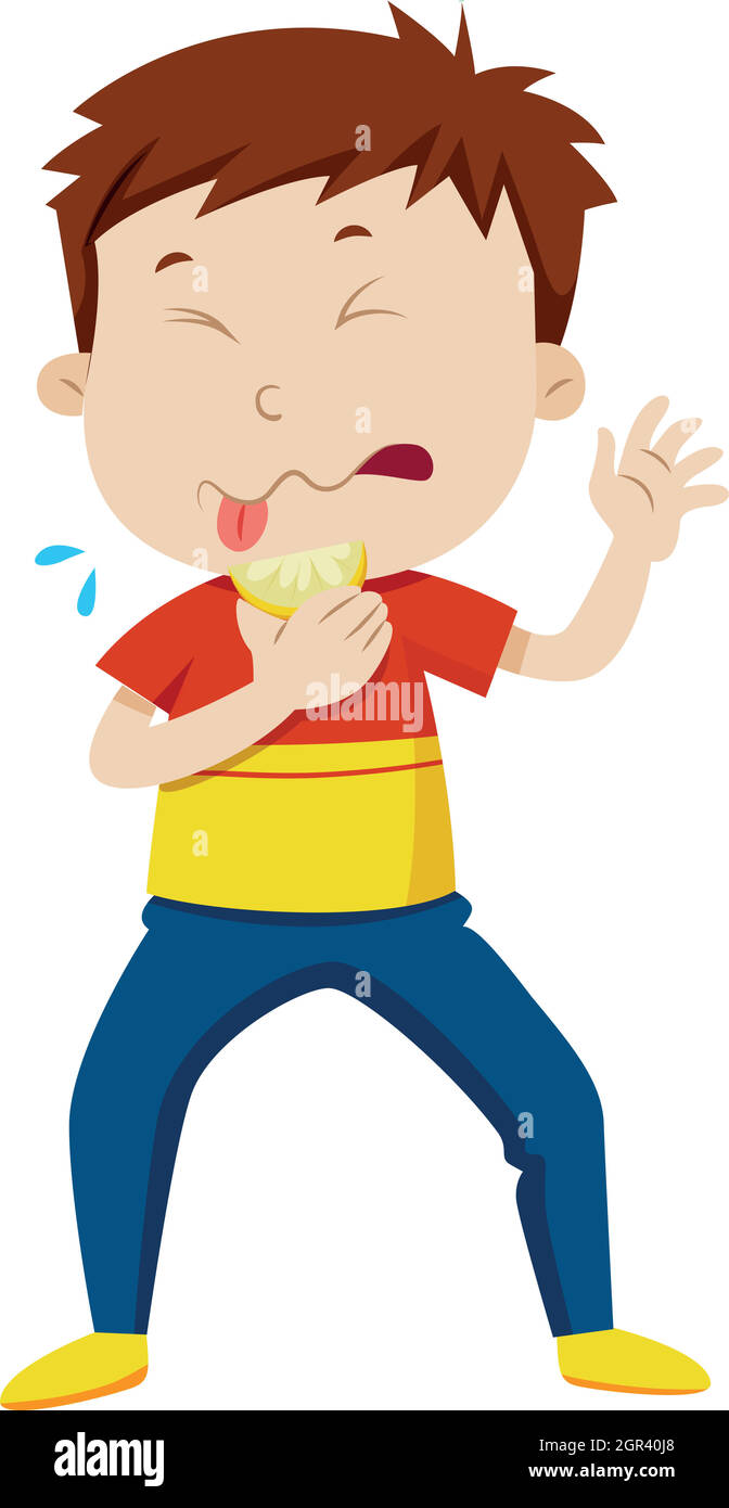 Niño Comiendo Limón Agrio Imagen Vector De Stock Alamy