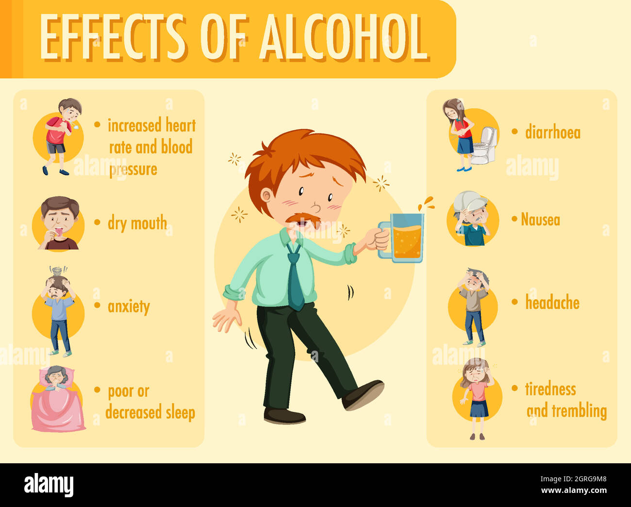 Efectos De La Infografía De Información Sobre El Alcohol Imagen Vector
