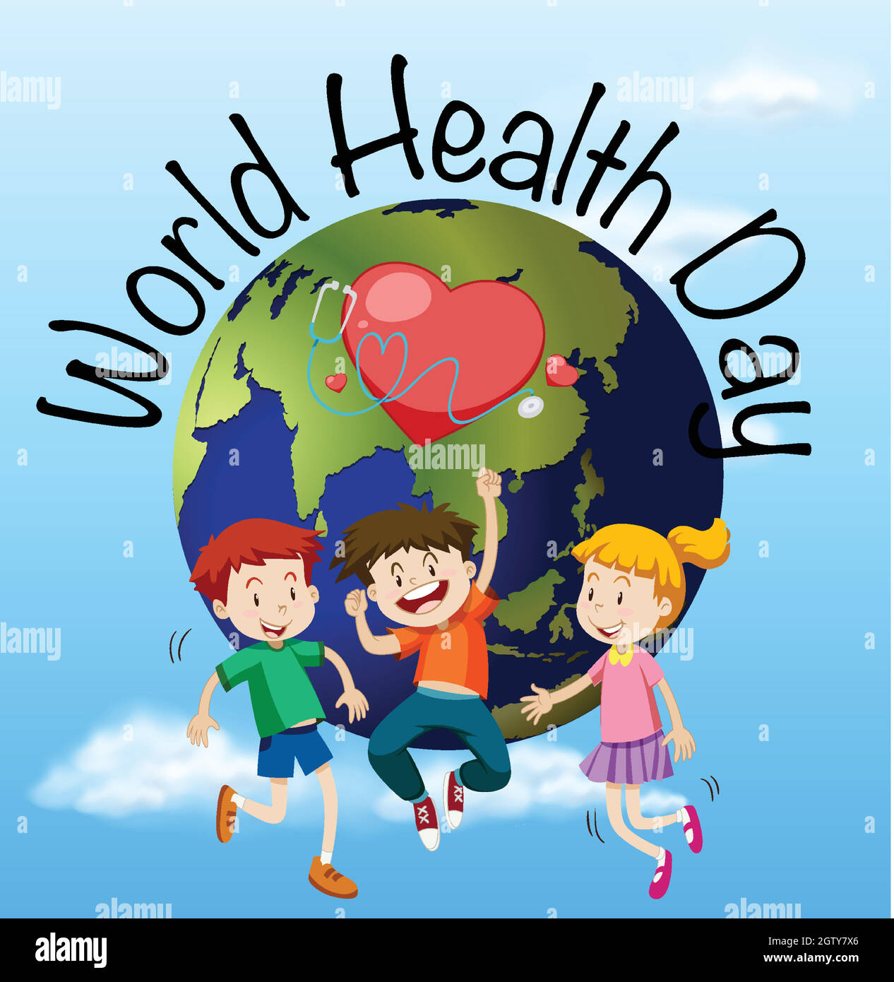Diseño De Póster Para El Día Mundial De La Salud Con Niños De Fondo