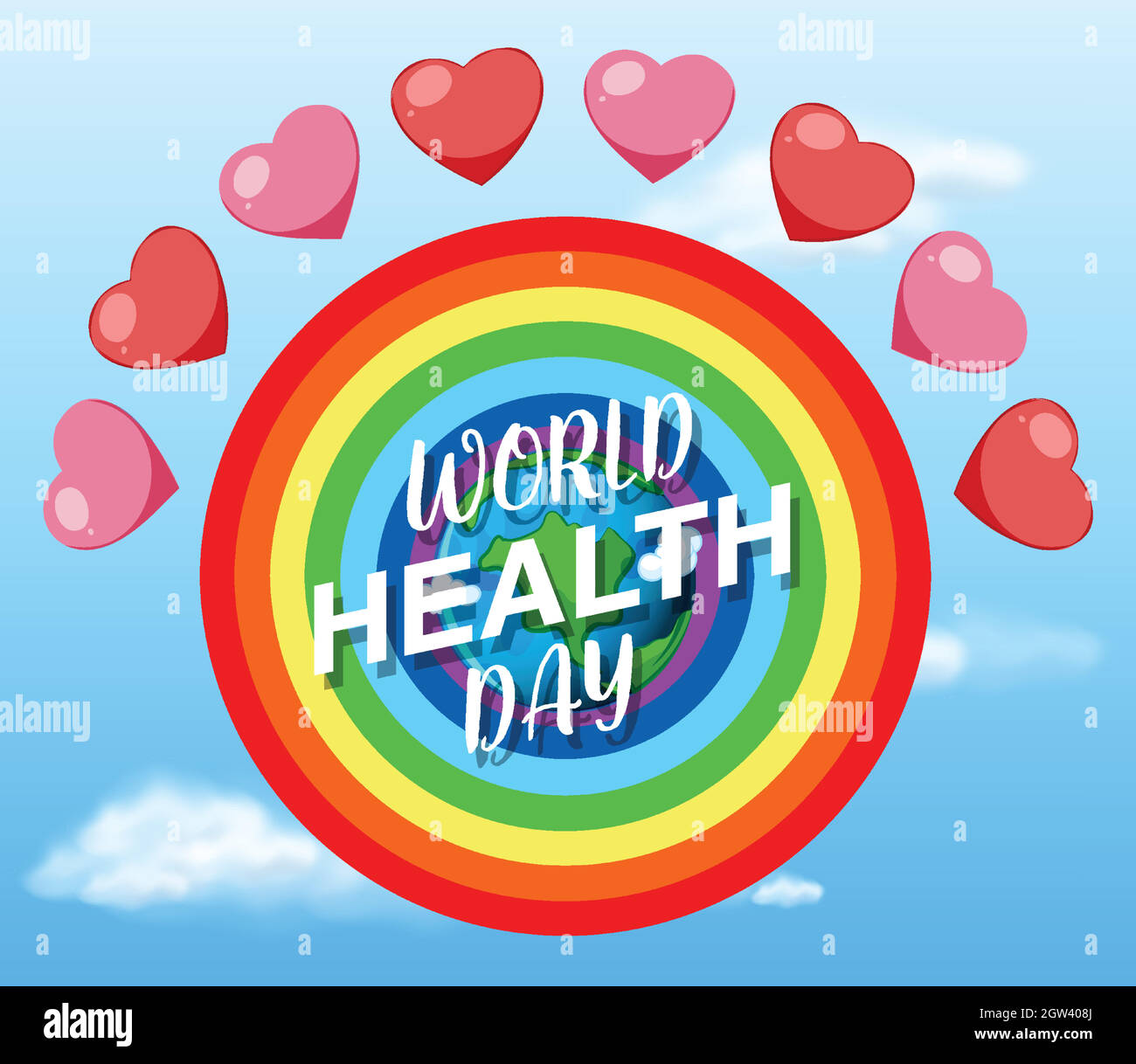 Diseño De Póster Para El Día Mundial De La Salud Con Corazones Y Arco