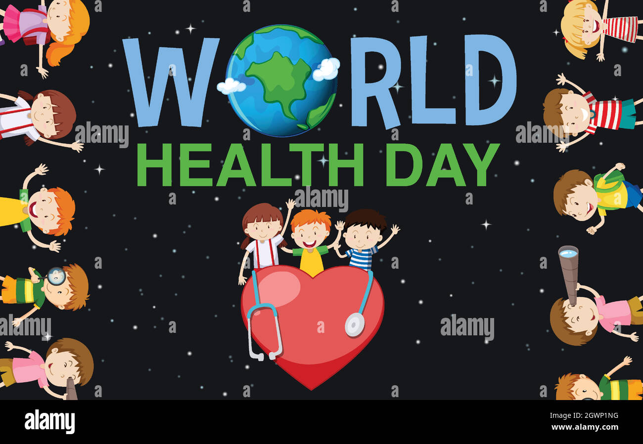 Diseño De Póster Para El Día Mundial De La Salud Con Niños De Fondo