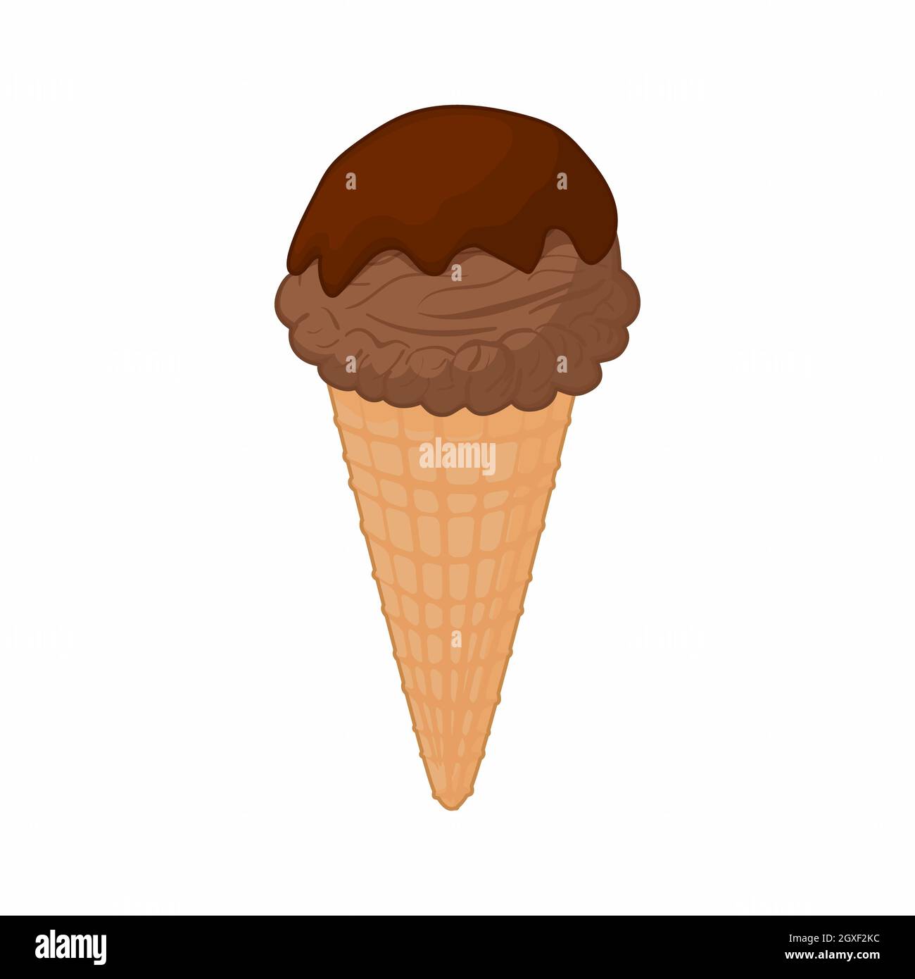 Helado De Chocolate En Un Icono De Cono De Gofre En Estilo De Dibujos