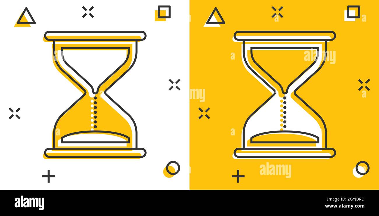 Icono De Reloj De Arena En Estilo Cómic Ilustración De Vector De Dibujos Animados De Vidrio De