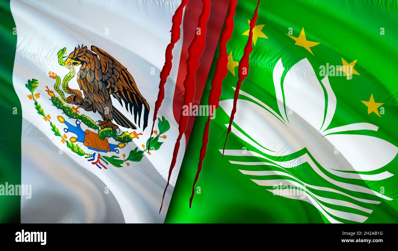 Banderas De México Y Macao Con Concepto De Cicatriz Indicador De