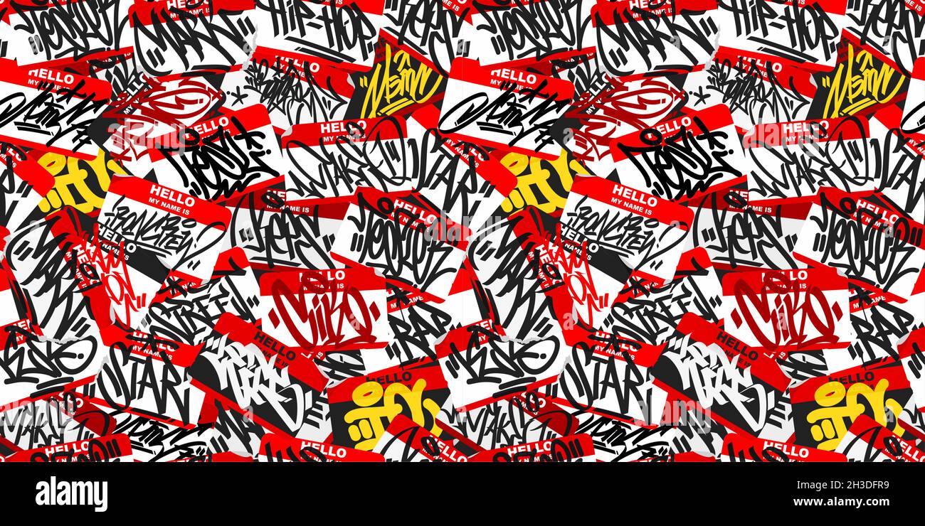 Abstract Seamless Urban Graffiti Style Sticker Bombaring Hola Mi nombre ... Abstract Seamless Urban Graffiti Style Sticker Bombaring Hola Mi nombre ...