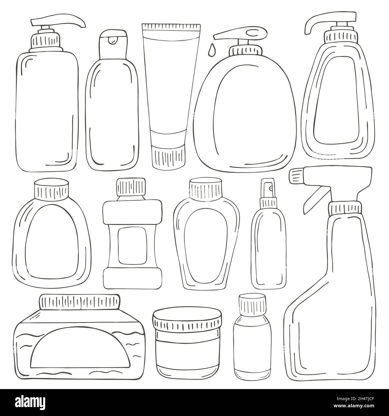Conjunto De Elementos De Diseño Para Colorear Conjunto De Elementos De Baño En Estilo De Dibujo