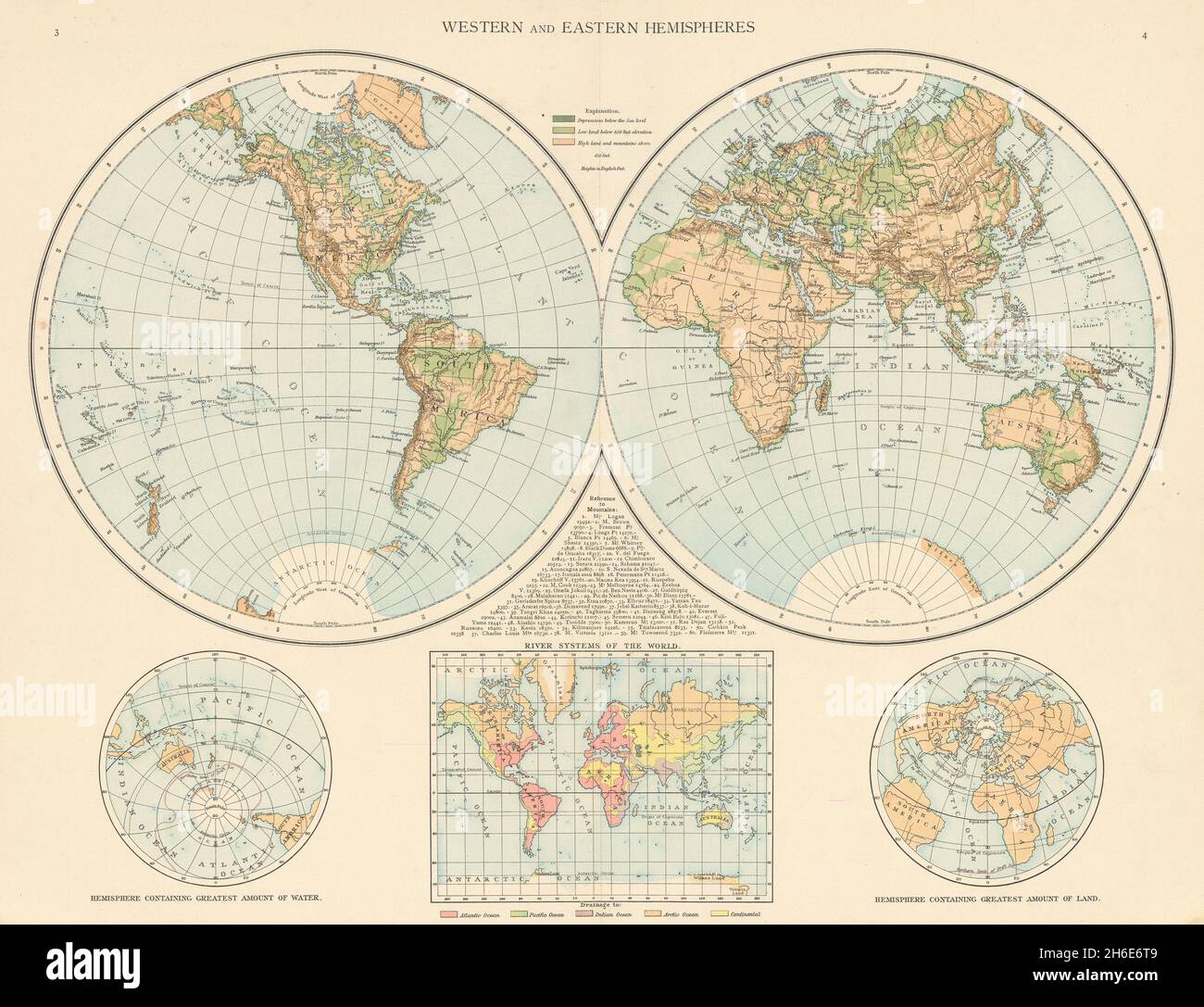 Mapa En Blanco Del Hemisferio Oriental Con Ríos