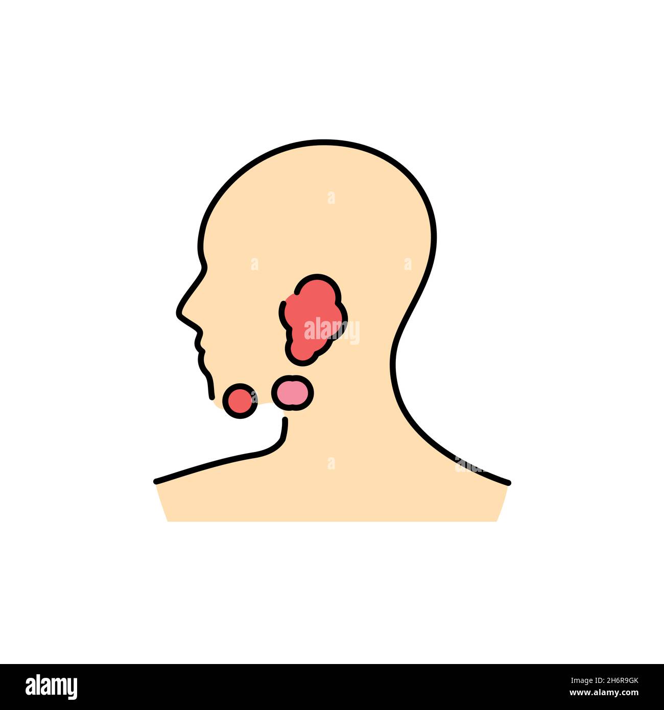 Inflamación De Los Ganglios Linfáticos Submandibulares Icono De Línea