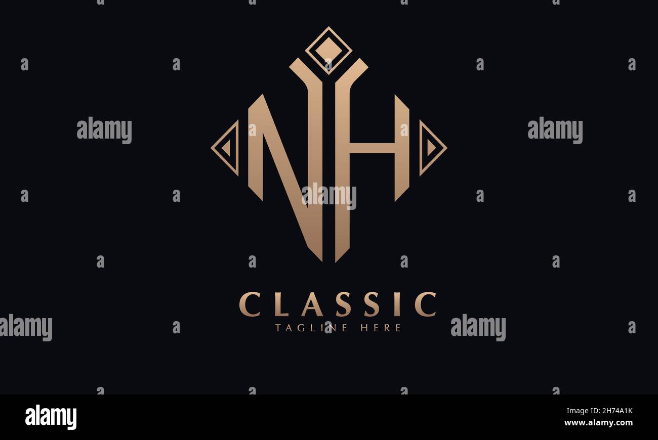 Ilustración De Diamante Del Alfabeto Nh O Hn Plantilla De Logotipo De
