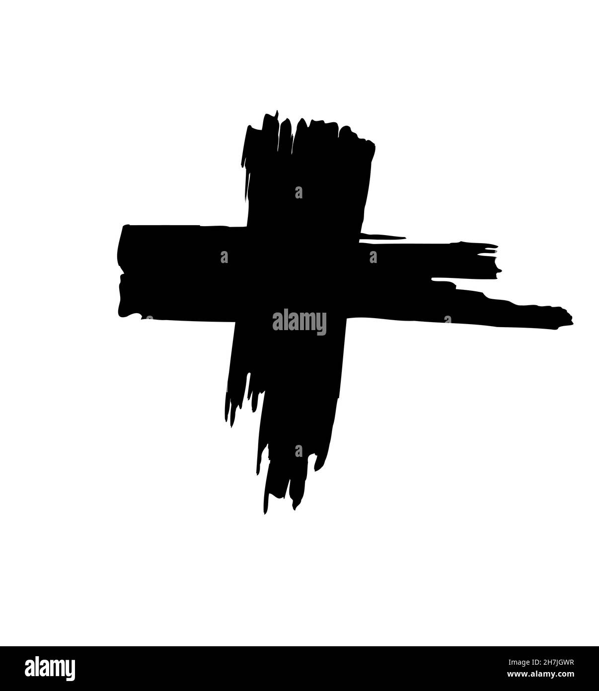 Negro Dibujado A Mano Grunge Icono De Cruz Cruz Cristiana Simple Signo