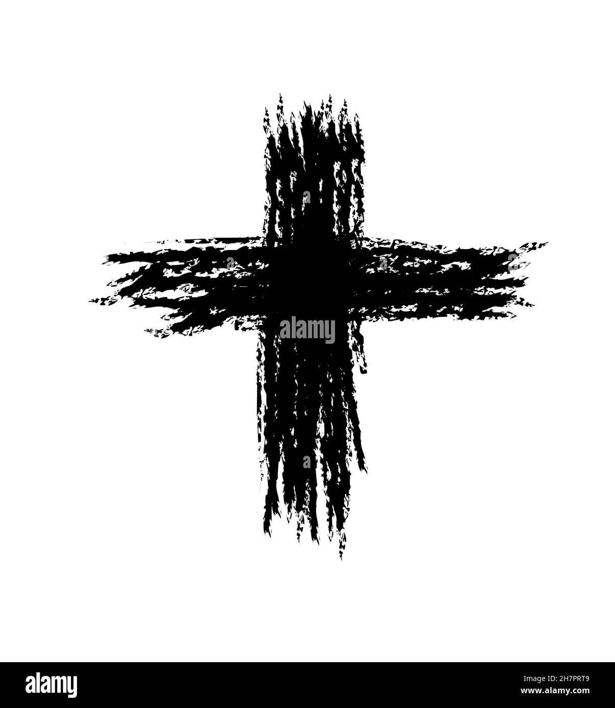 Negro Dibujado A Mano Grunge Icono De Cruz Cruz Cristiana Simple Signo