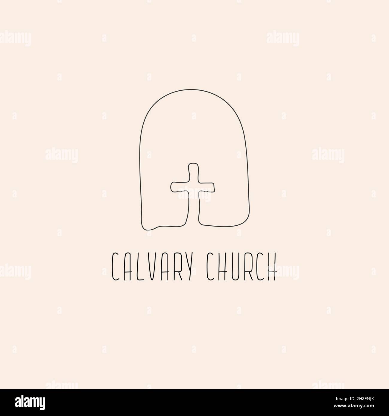 Dibujo Dibujado A Mano Una Línea Diseño De Logotipo Minimalista En Cruz