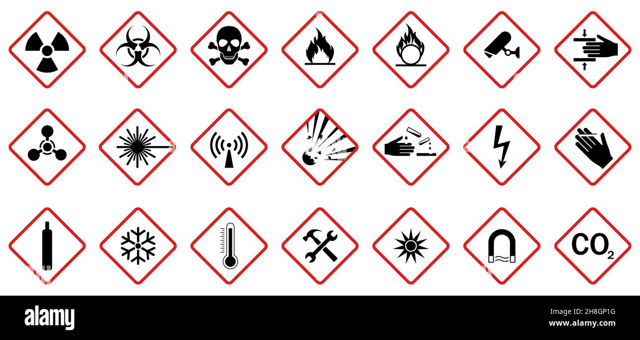 Conjunto De Señales De Advertencia De Peligro Precaución Símbolo De