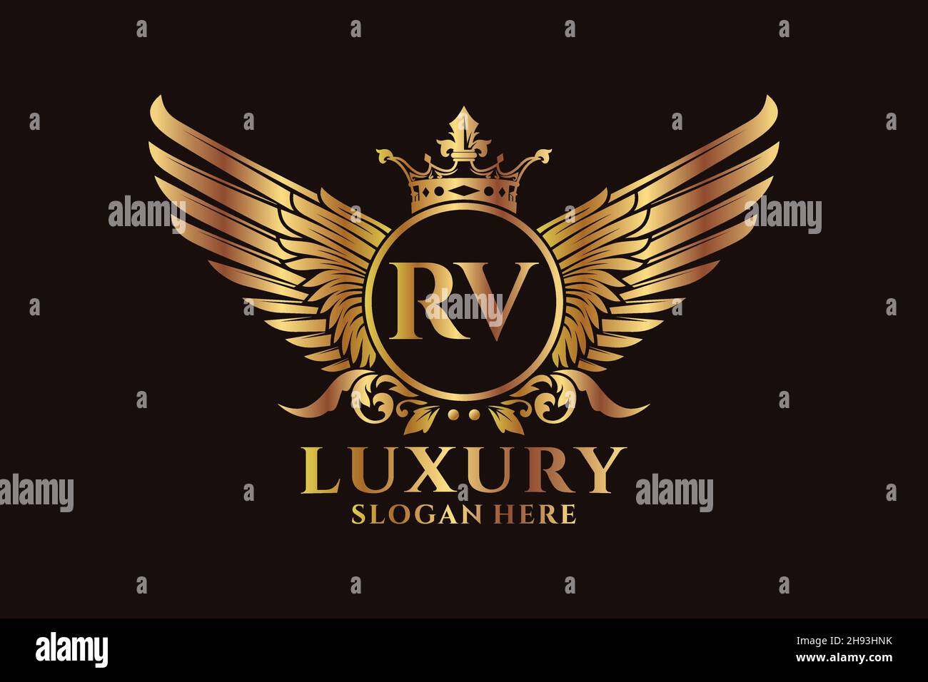 Luxury real wing Letter RV crest Gold color Logo vector, logo de la ...