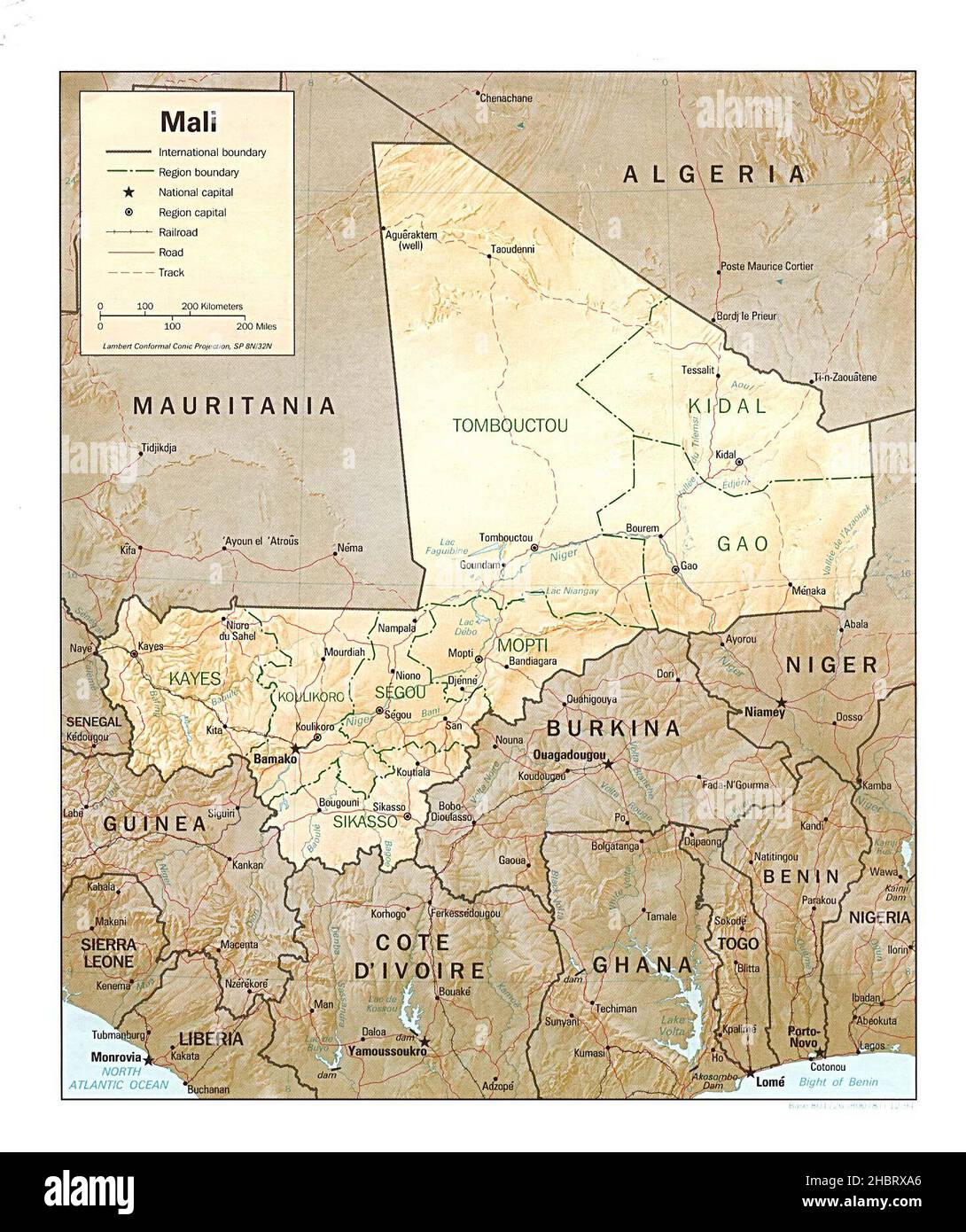 Mapa De Relieve Sombreado De Malí Ca 1994 Fotografía De Stock Alamy