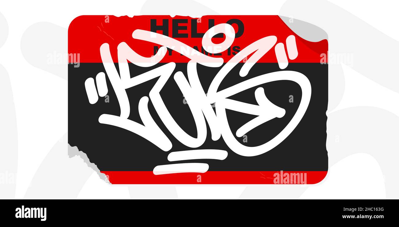 Adhesivo de estilo Graffiti urbano aislado Hola Mi nombre es con alguna ... Adhesivo de estilo Graffiti urbano aislado Hola Mi nombre es con alguna ...