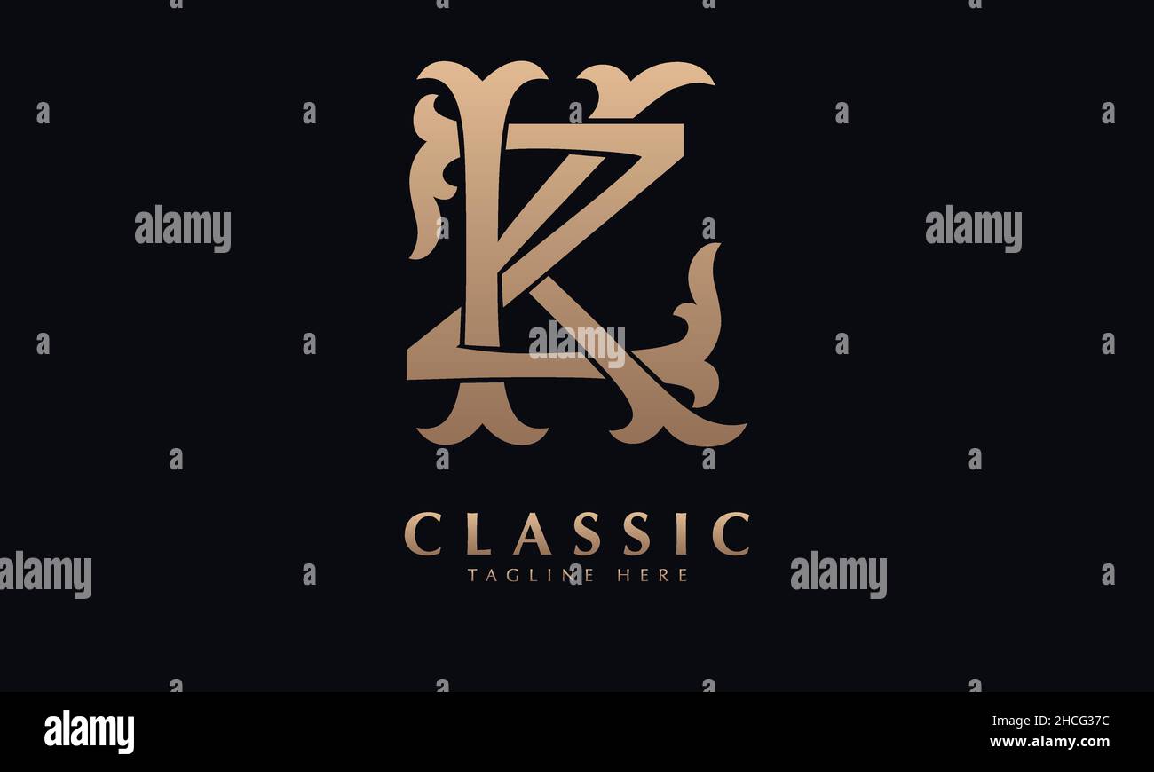 Ilustración Del Alfabeto Kz O Zk Plantilla De Logotipo De Vector