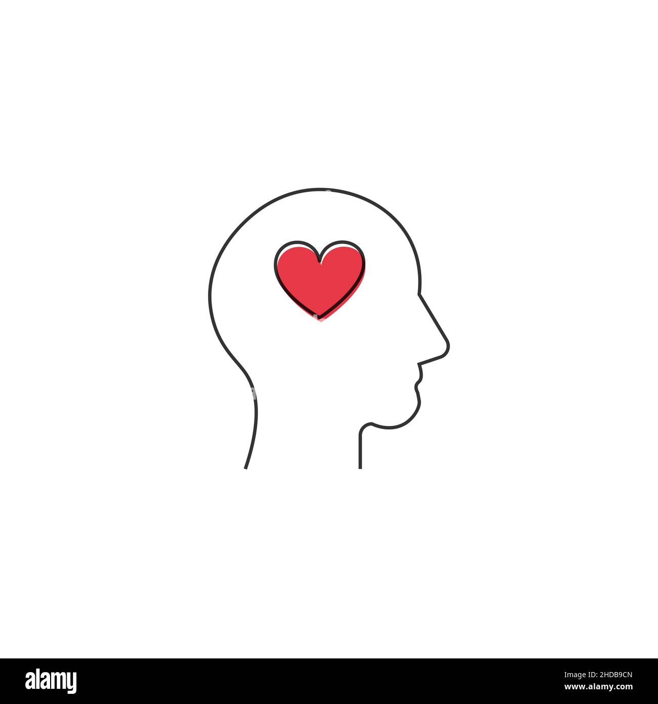 Corazón En Una Cabeza Humana Icono Lineal Trazo Editable La Psicología