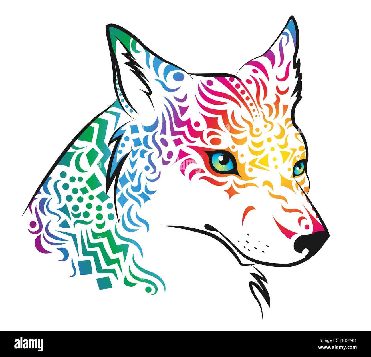 Dibujos De Lobos De Colores