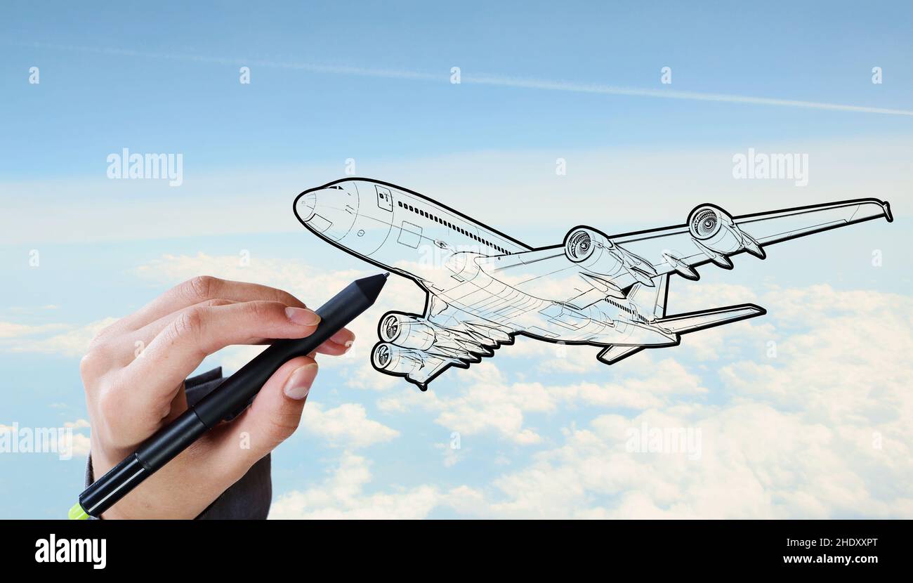 Sketch airplane flying Fotos e Imágenes de stock - Alamy