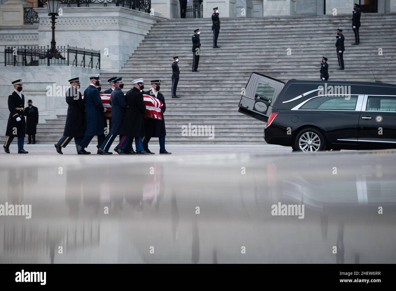 Washington Estados Unidos 12th De Ene De 2022 Un Guardia De Honor